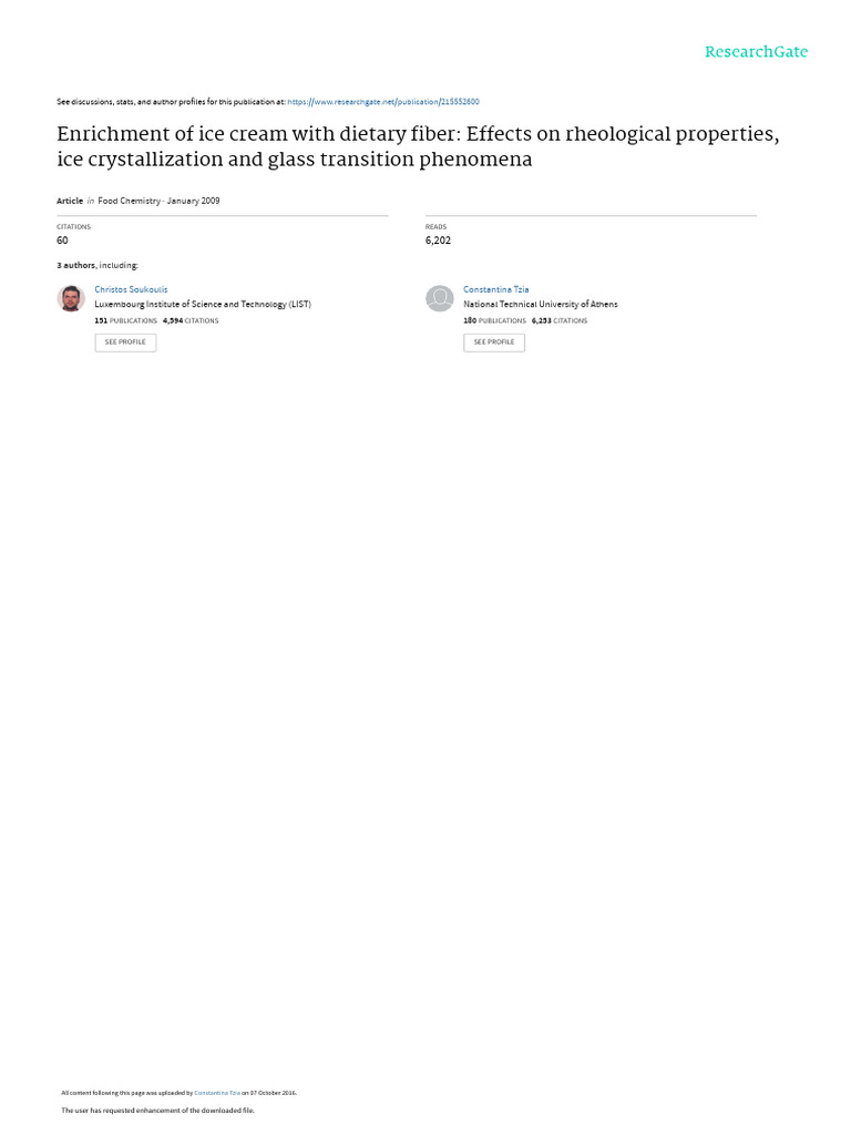 Enrichment of Ice Cream With Dietary Fibre: Effects On Rheological ...
