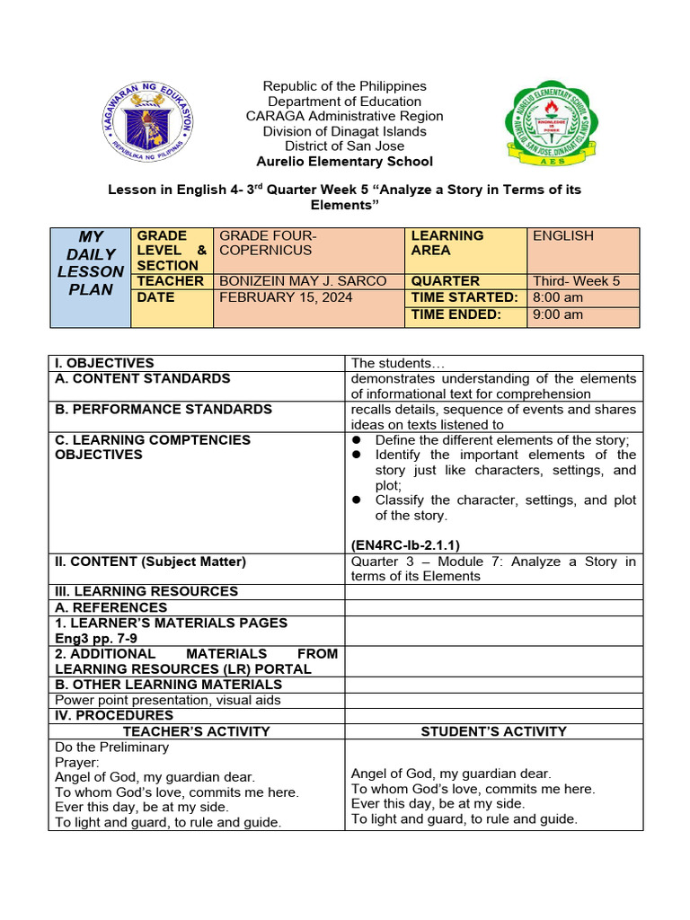 English DLP | PDF | Teachers | Learning