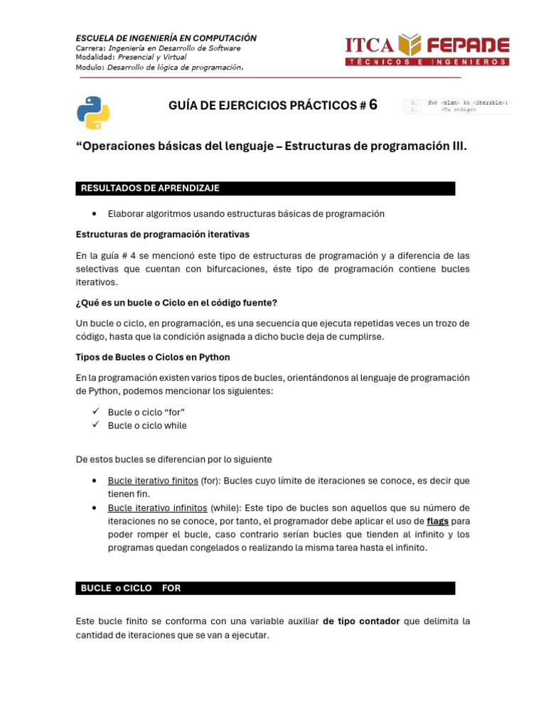 Guã - A #6 Ejercicios Prã - Cticos - Semana 7 | PDF | Programación de computadoras | Python ...