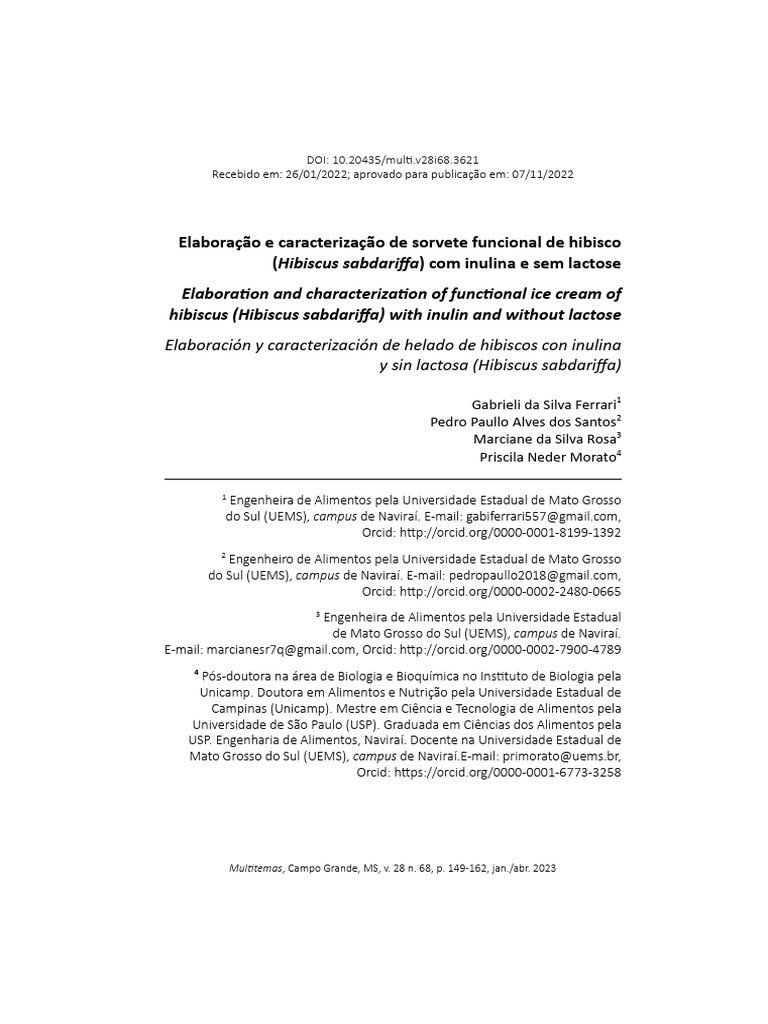 Elabora? On and Characteriza? On of Func? Onal Ice Cream of Hibiscus ...