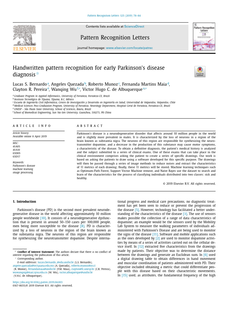 Handwritten Pattern Recognition For Early Parkinson's Disease Diagnosis ...