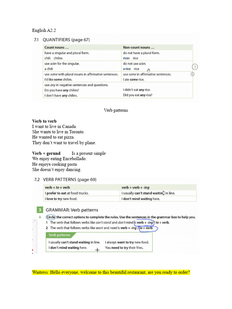 English A2 | PDF | Waiting Staff | Foods