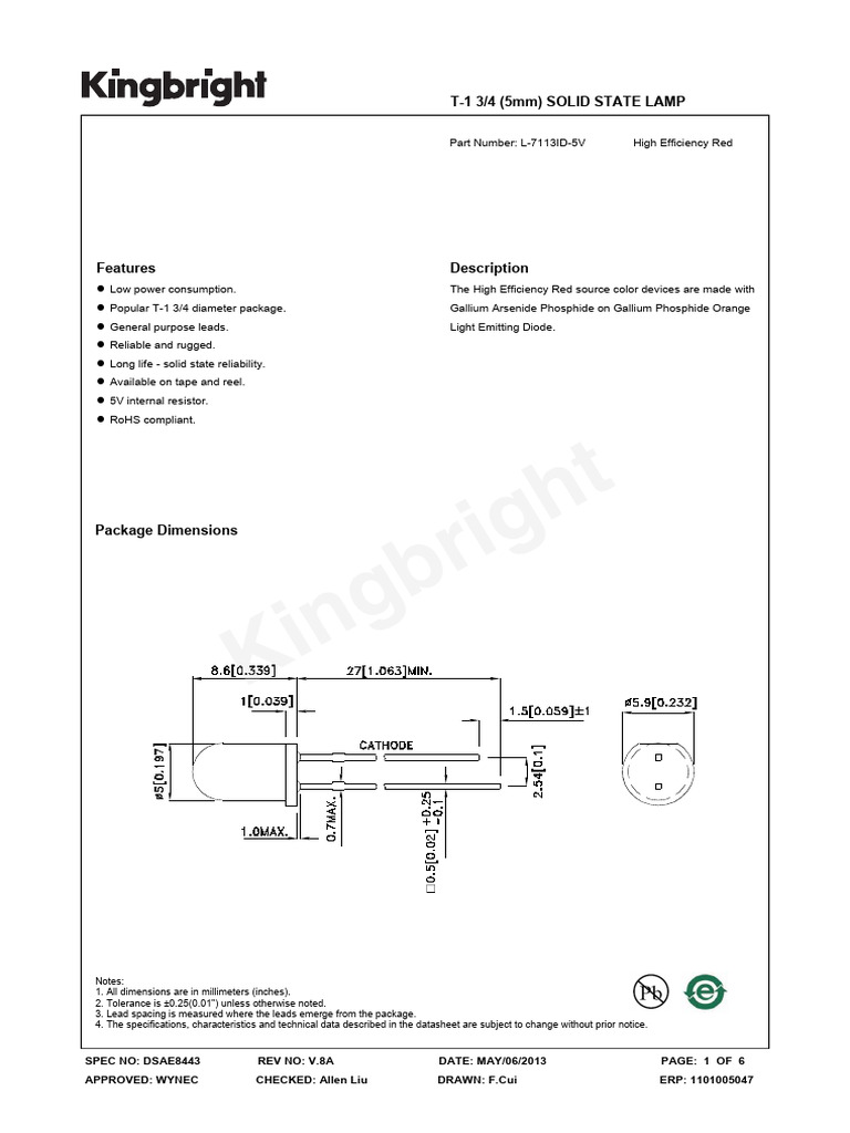 ficha tecnica led rojo | PDF | Light Emitting Diode | Electromagnetic ...