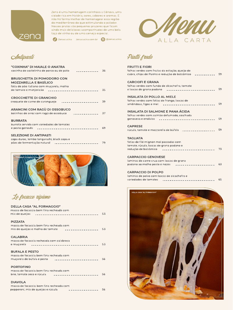 Menu Zena - Comidas e Sobremesas | PDF