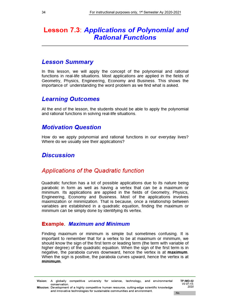Real-Life Applications of Polynomials | PDF | Mathematics ...