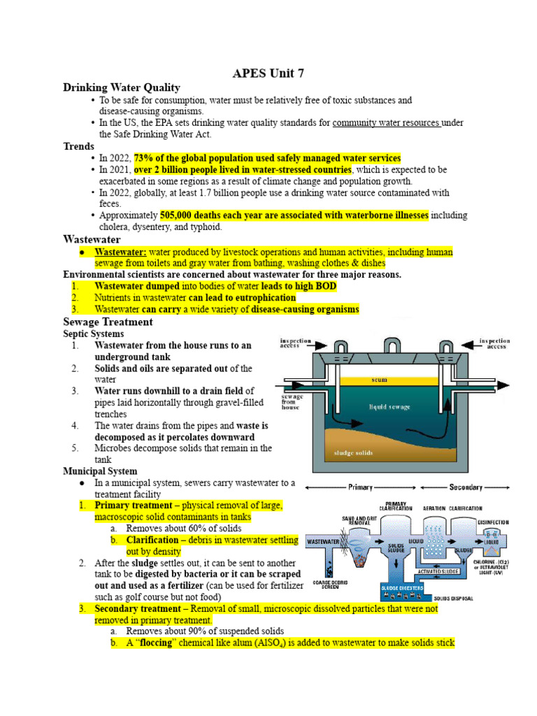 APES Unit 7 Study Guide | PDF | Sewage Treatment | Incineration