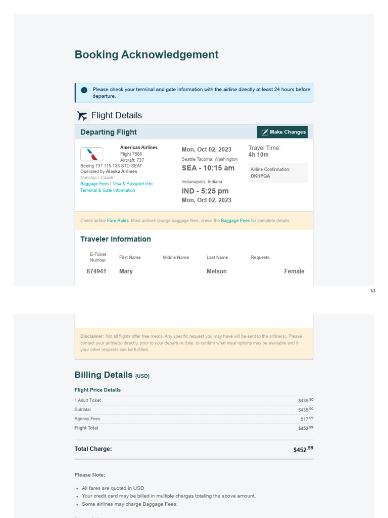 OneTravel Booking Confirmation | PDF | Airlines | Aviation