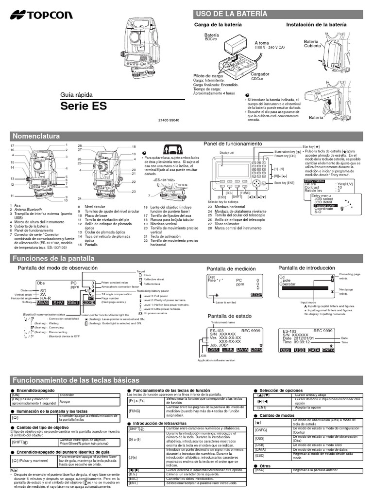 Topcon ES QG ES | PDF | Medición | Memoria USB