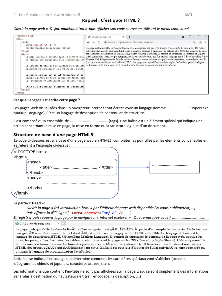 Cours HTML5 - CSS3 3sti 2021 2022 | PDF | Langage de balisage | Html