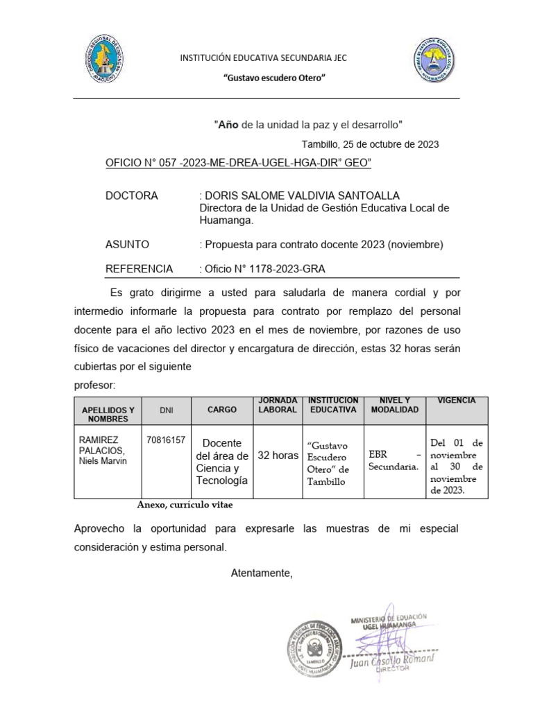 Oficio Propuesta 2023 Remplazo | PDF