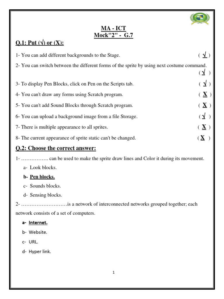MA-Mock 2 Final Exam G.7 Second Term | Download Free PDF | Scratch (Programming Language ...