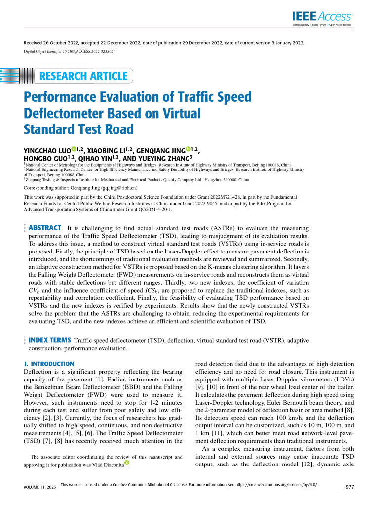 Performance Evaluation of Traffic Speed Deflectometer Based On Virtual ...