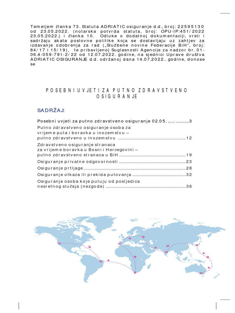 Posebni Uvjeti Za Putno Zdravstveno Osiguranja 2022 | PDF