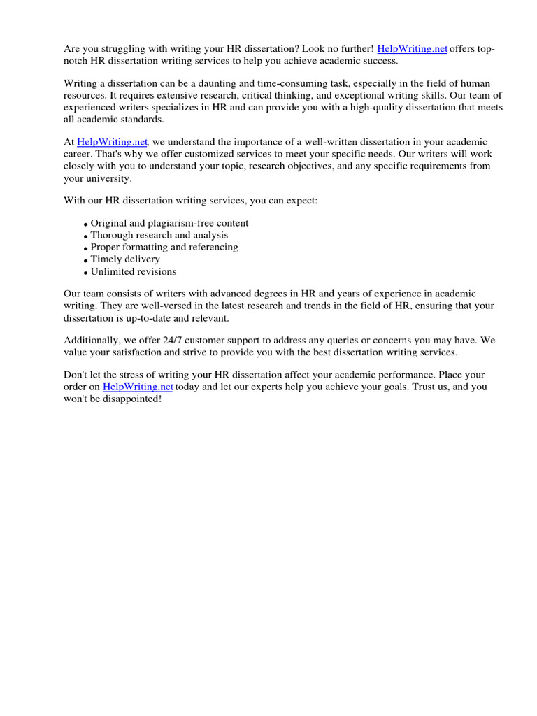 Expert HR Dissertation Writing Help | PDF | Recruitment | Human ...