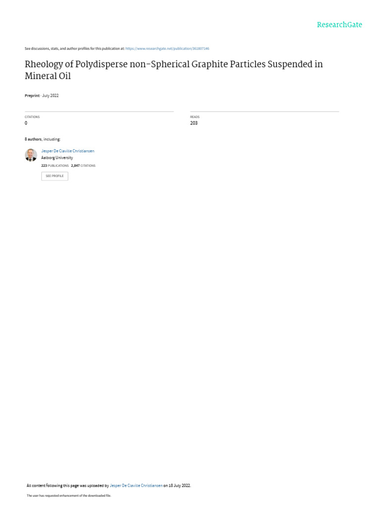 Rheology of Polydisperse Non-Spherical Graphite Pa | PDF | Rheology ...