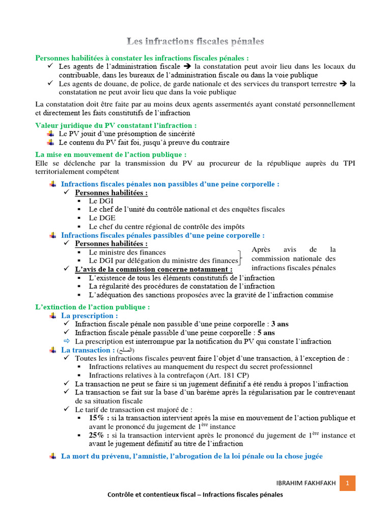 Infractions fiscales pénales et sanctions | PDF | Impôts | Délai de ...