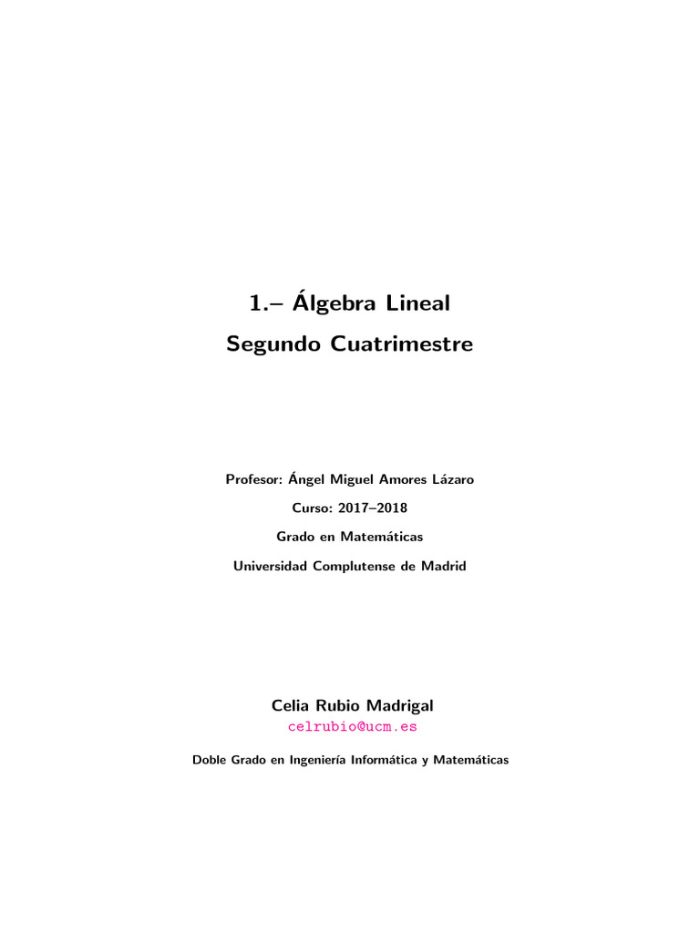Álgebra Lineal: Guía Completa | PDF | Valores propios y vectores ...