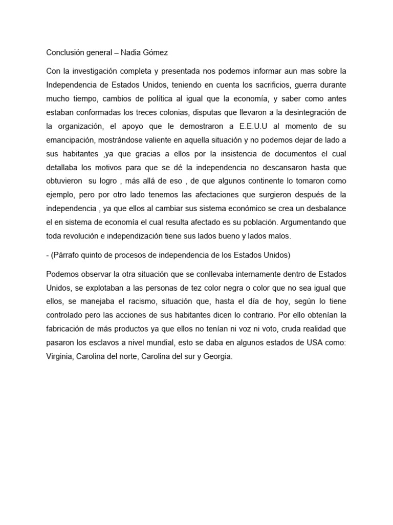 Conclusión General | PDF