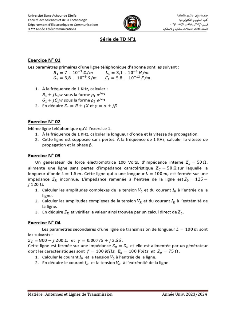 Série de TD N 1 | PDF