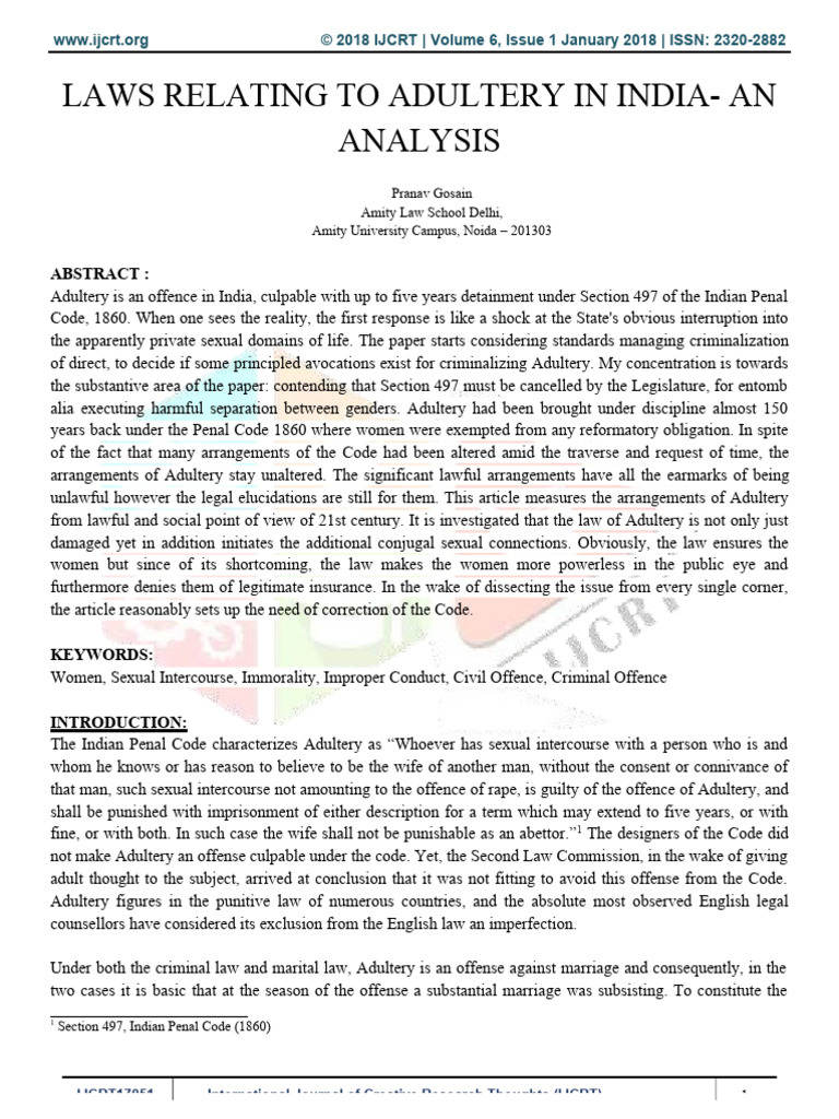 IJCRT1705104 | Download Free PDF | Adultery | Marriage