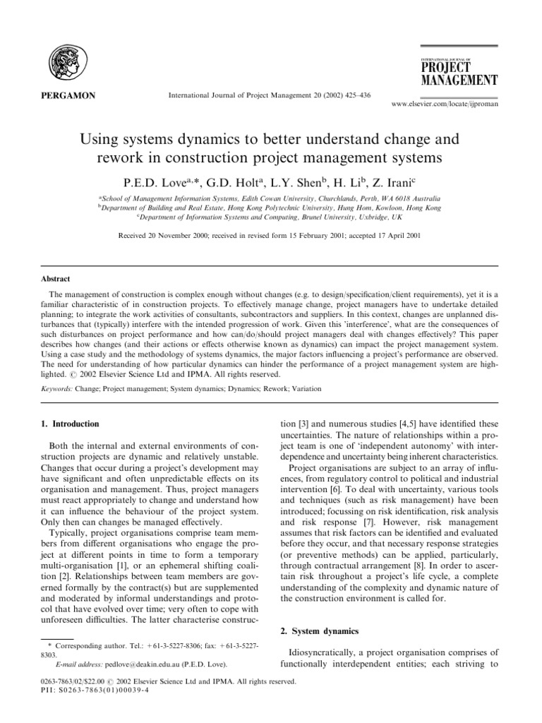 Using Systems Dynamics To Better Understand Change and Rework in ...