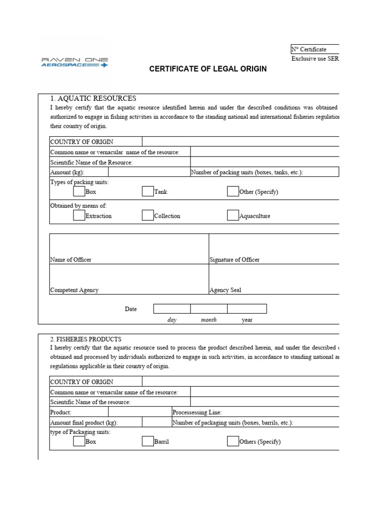 Certificate of Legal Raven | Download Free PDF | Fishing Industry ...
