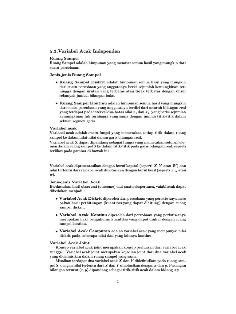 PDF Variabel Acak Independen Statistika Matematika 1 | PDF