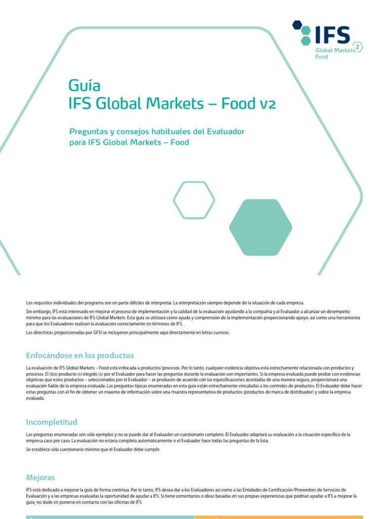 GUIA - IFS - Global Markets - Food - V 2 | PDF | Business | Calidad ...