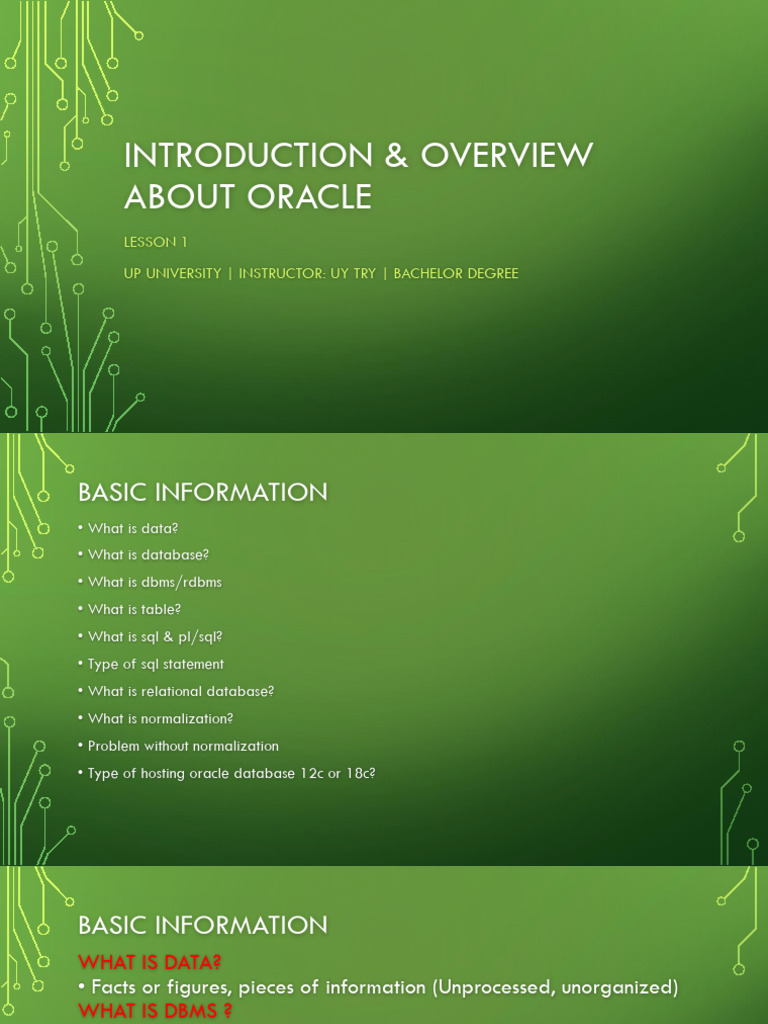 Lesson1 INTRODUCTION Overial About Oracle | Download Free PDF | Databases | Relational Database