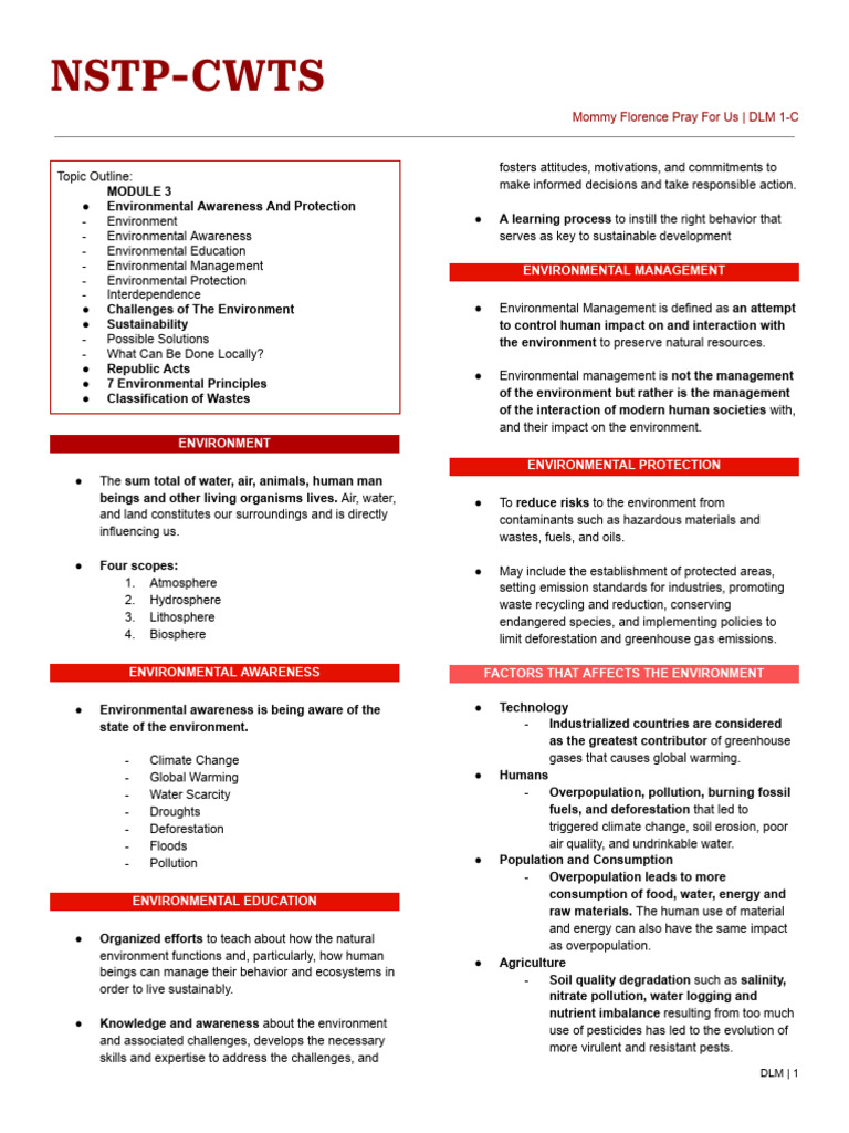 NSTP CWTS Module 3 | PDF | Climate Change | Natural Environment