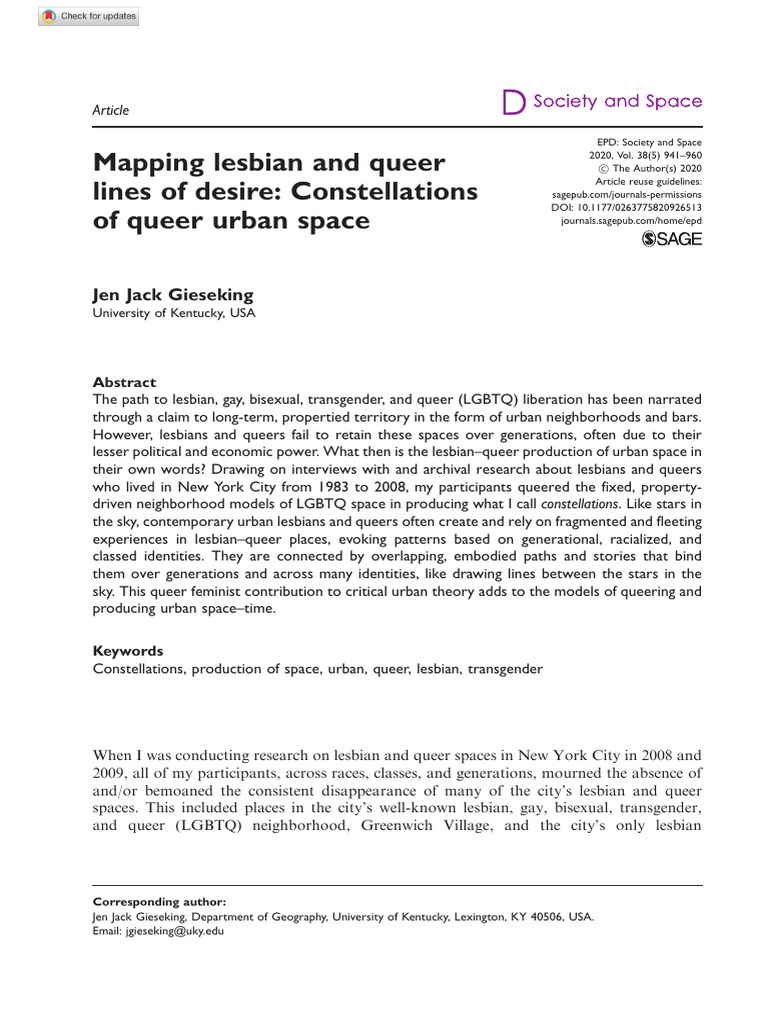 Mapping Lesbian and Queer Lines of Desire | Download Free PDF | Queer | Lgbt