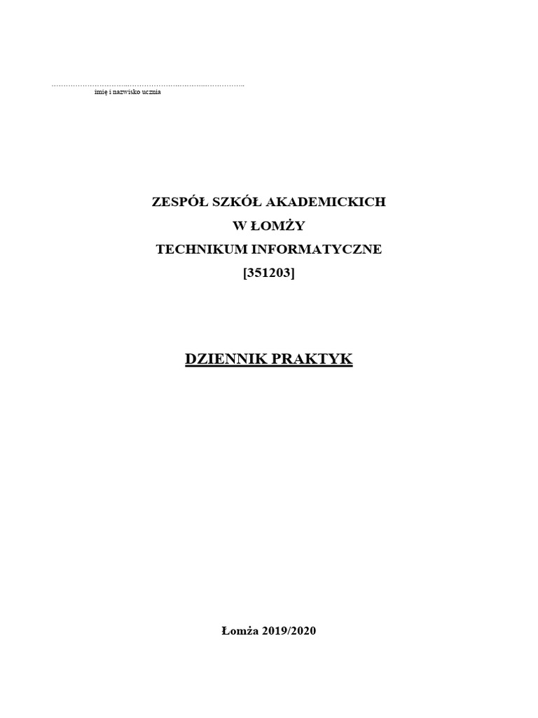 Dziennik Praktyk ASP | PDF