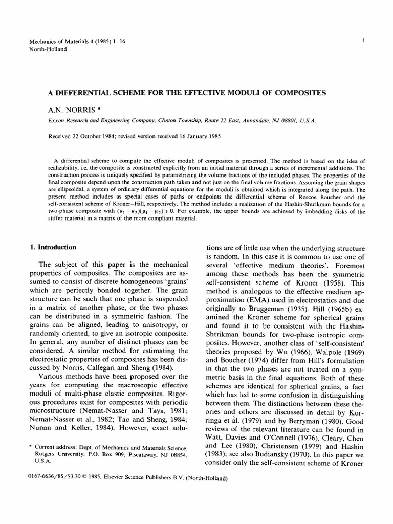 A Differential Scheme For The Effective Moduli of Composites | PDF ...