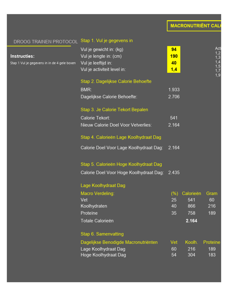 DTP Calculator en Logboek (Mannen) (Def) | PDF