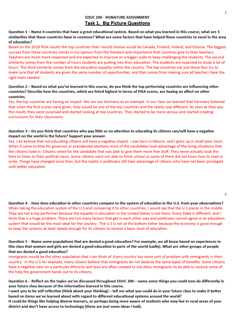 Educ - 200 Signature Assignment | PDF | Teachers | Citizenship