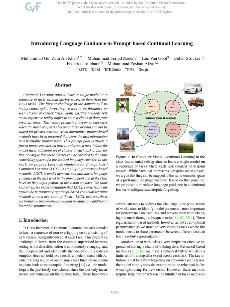 Khan Introducing Language Guidance in Prompt-Based Continual Learning ICCV 2023 Paper | PDF ...