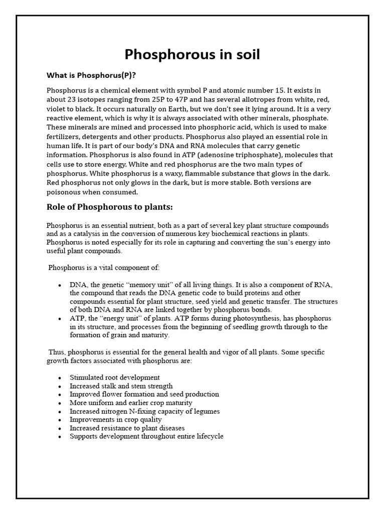 Phosphorus Testing in Soil | PDF | Phosphorus | Soil