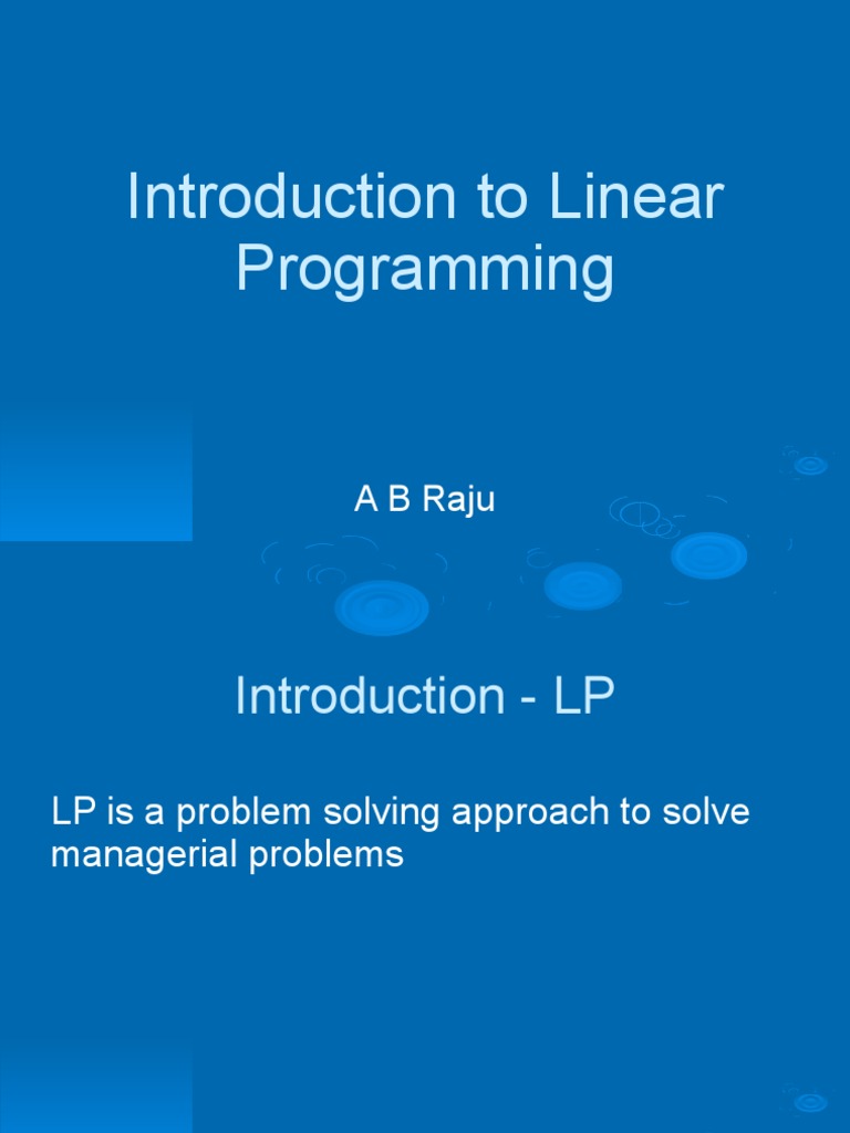 Introduction To Linear Programming | Download Free PDF | Mathematical ... Introduction To Linear Programming | Download Free PDF | Mathematical ...