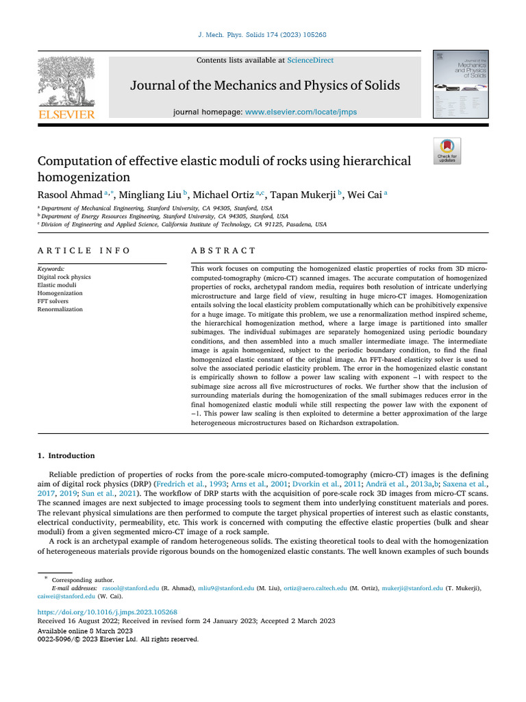 Computation Of Effective Elastic Moduli Of Rocks Using Hierarchical