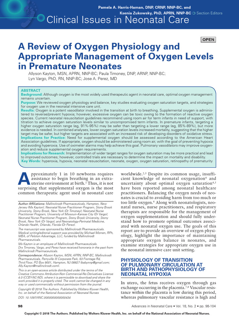 A Review of Oxygen Physiology and Appropriate.6 | PDF | Hemoglobin ...