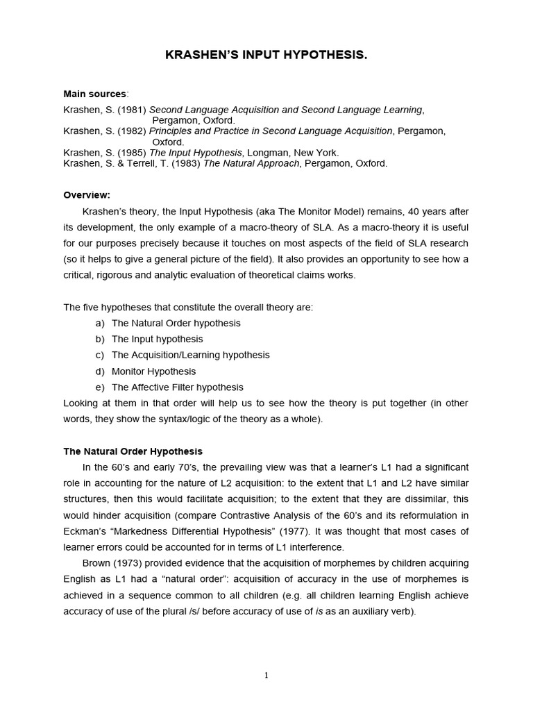 KRASHEN | PDF | Second Language Acquisition | Second Language
