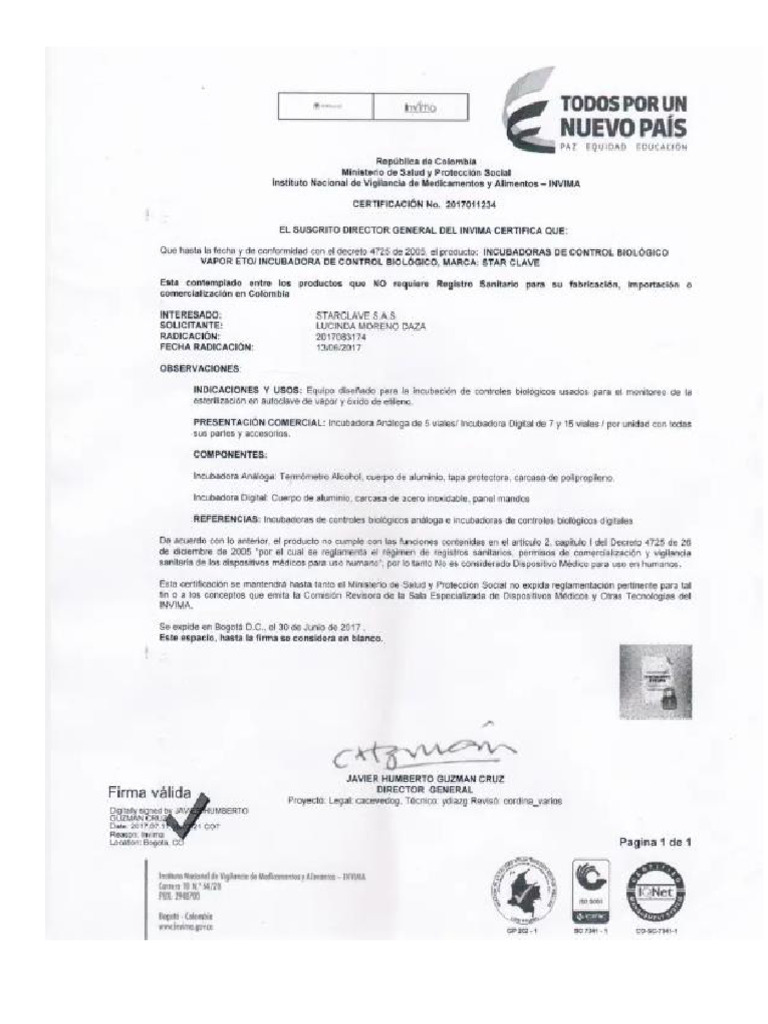 Invima No Requiere Incubadora Star Clave | PDF
