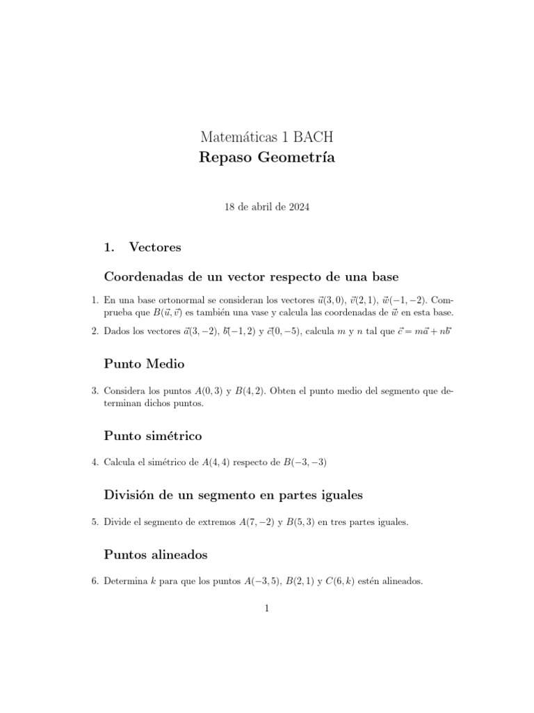 Práctica Geometría | PDF | Vector Euclidiano | Perpendicular