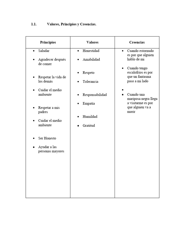 Valores y Creencias Esenciales | PDF