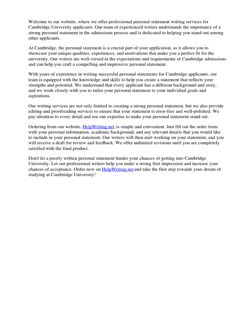 Cambridge Personal Statement | Download Free PDF | University Of ...