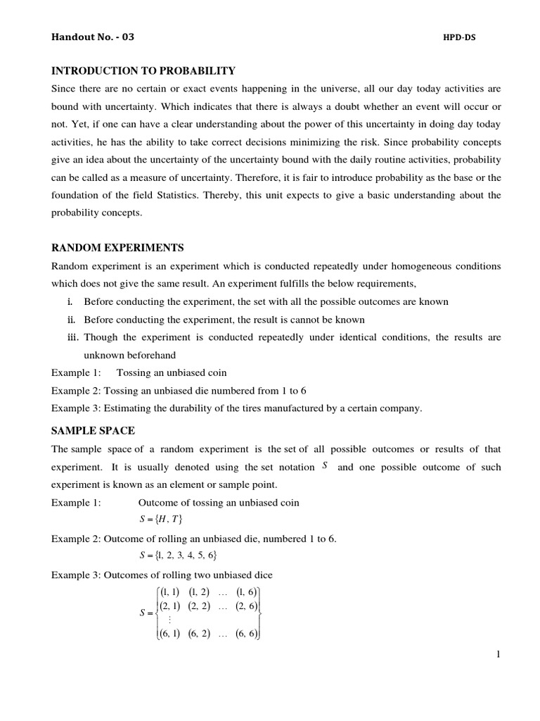 Lec Note E3 | PDF | Probability | Uncertainty
