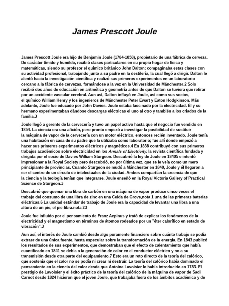 James Prescott Joule: Pionero de la Energía | PDF | Termodinámica ...