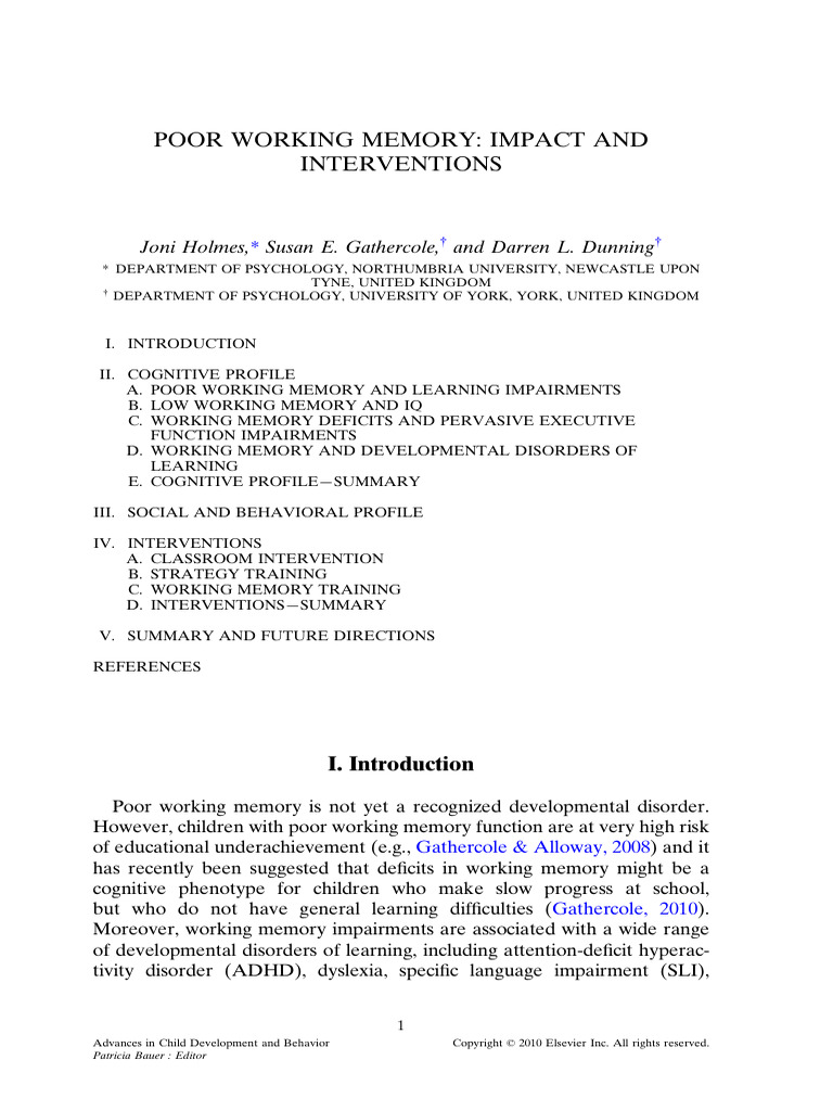 1 s2.0 B9780123747488000019 Main | Download Free PDF | Working Memory | Memory