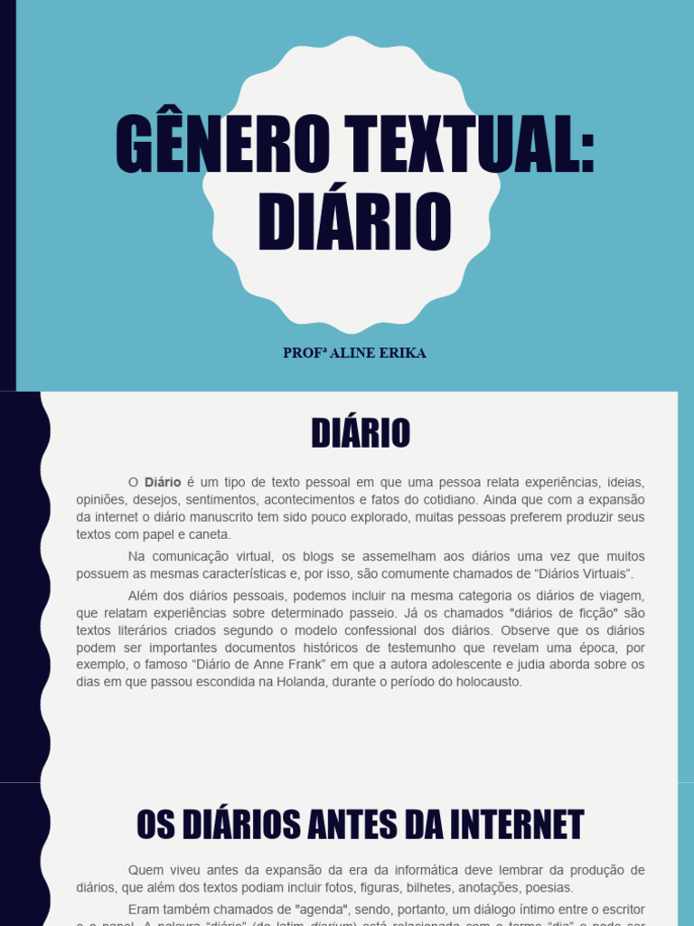 Gênero Textual Diário | PDF | Blog | Diário