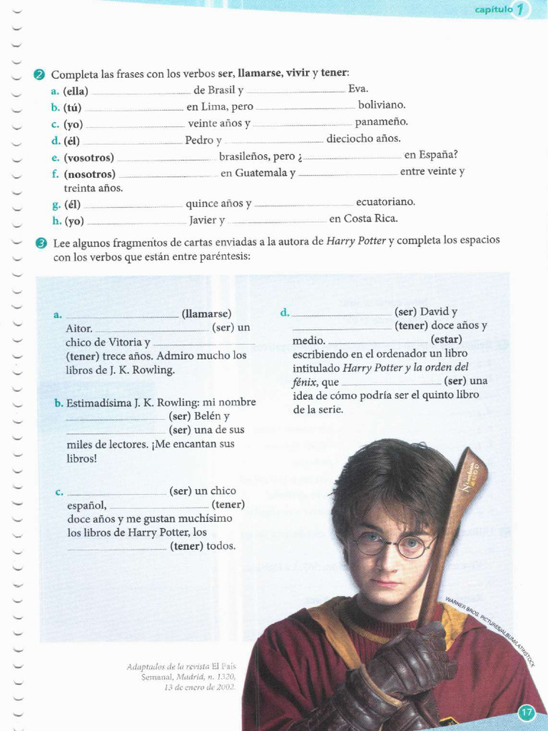 EXERCICIOS LLAMARSE VIVIR TENER SER | PDF